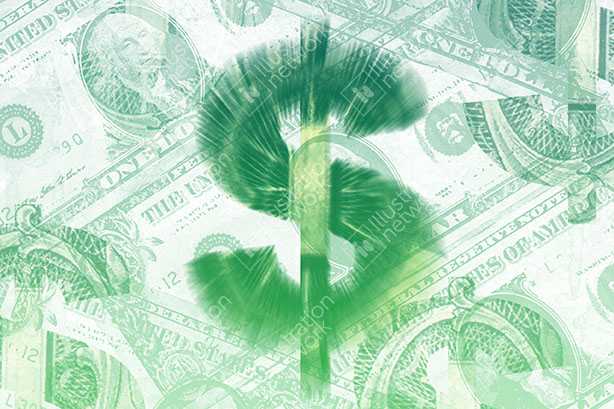 Abstract dollar sign image with motion blur – Illustration Network